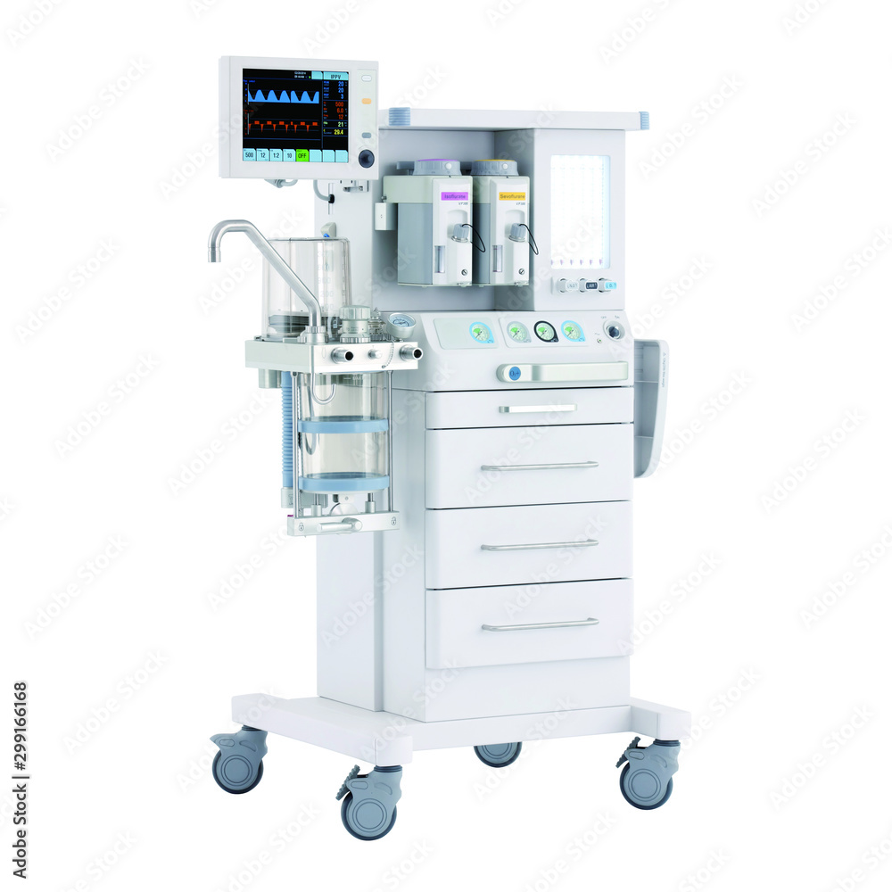 Plakat Anaesthetic Machine and Patient Monitoring System Isolated on ...