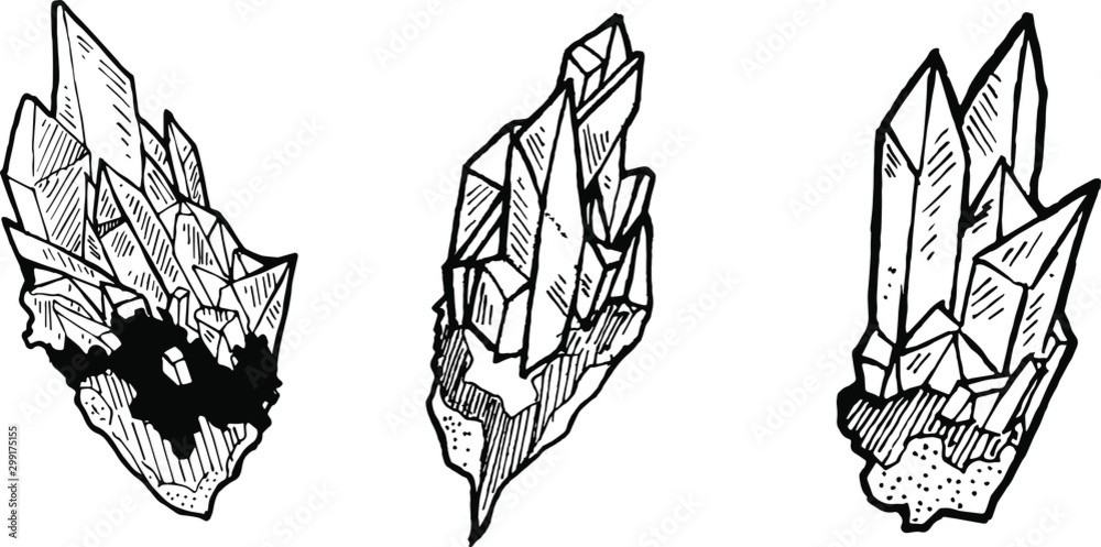 Crystal Illustration Line Art Vector Set Stock Vector | Adobe Stock
