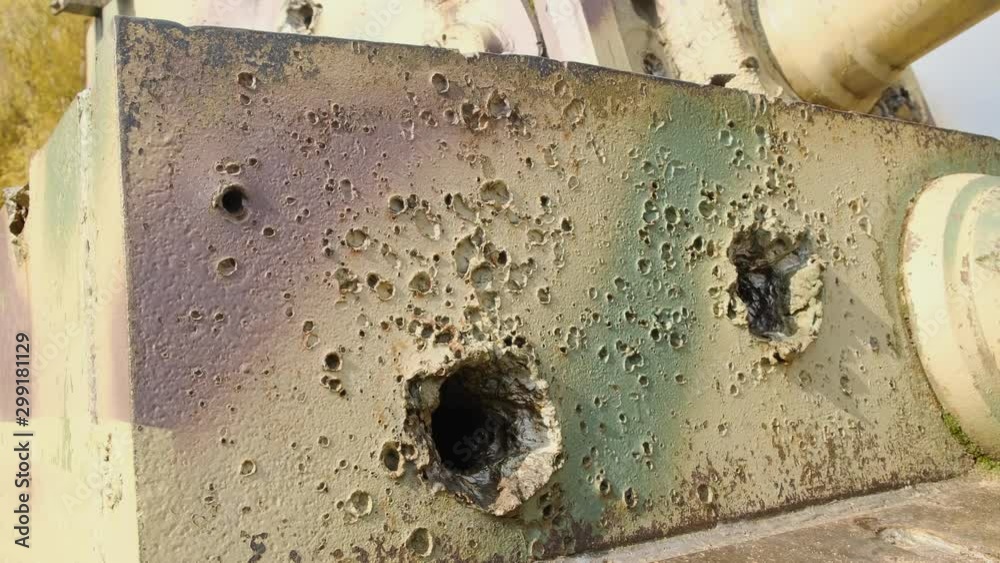 Injured armor on an old tank of the Second World War Stock Video ...