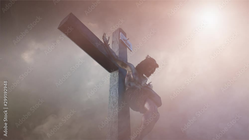 Jesus Christ on the cross 3D render Stock Video | Adobe Stock