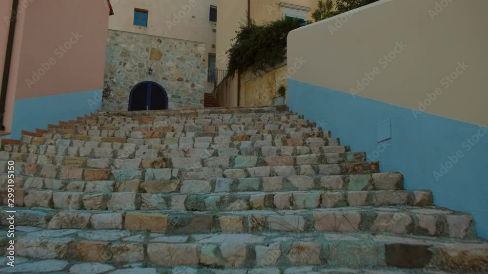 A picturesque stairway in Portoferraio in the island of Elba, Tuscany ...