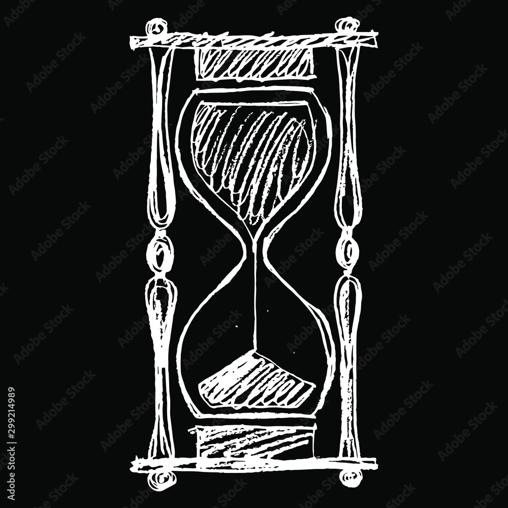 Isolated vector illustration. Hand drawn rough sketch of hourglass ...