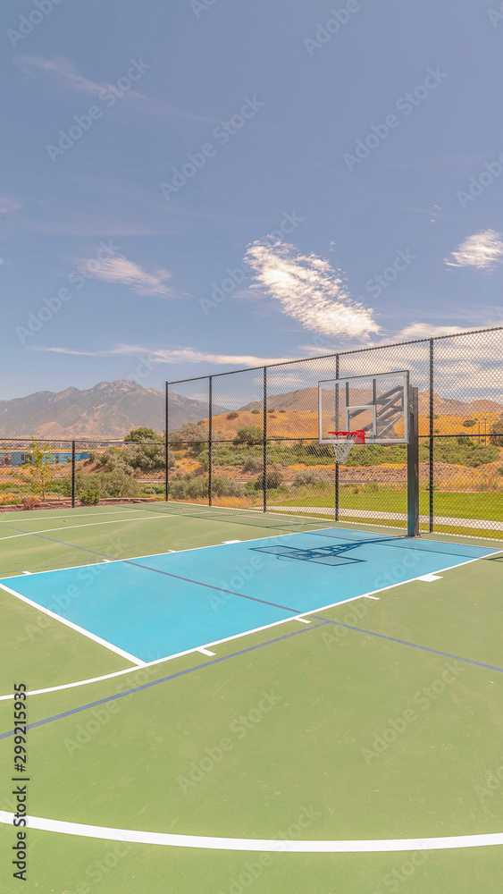 Vertical Outdoor green basketball court three point line Stock Photo ...