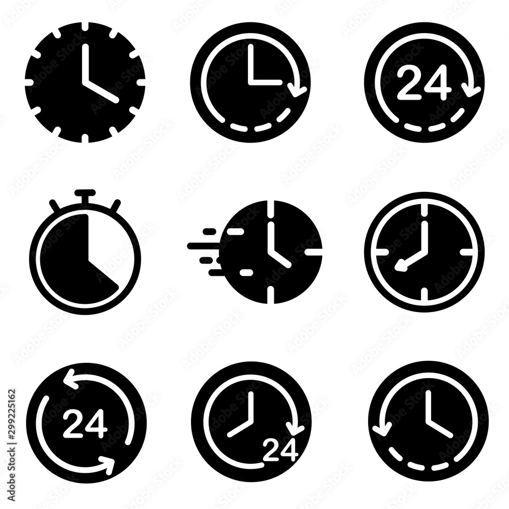 Set of Clock icon. Symbol of time with trendy flat style icon for web ...