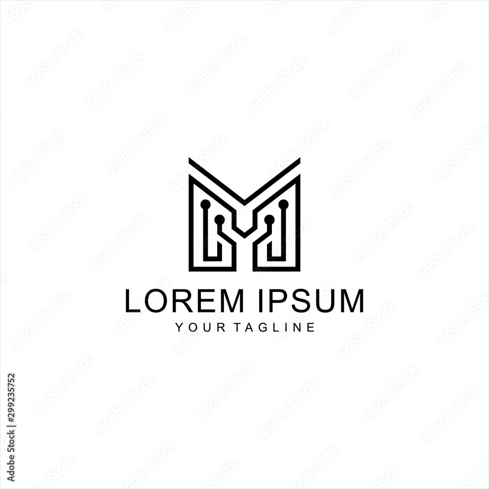 logo-design-template-for-letter-m-technology-stock-vector-adobe-stock