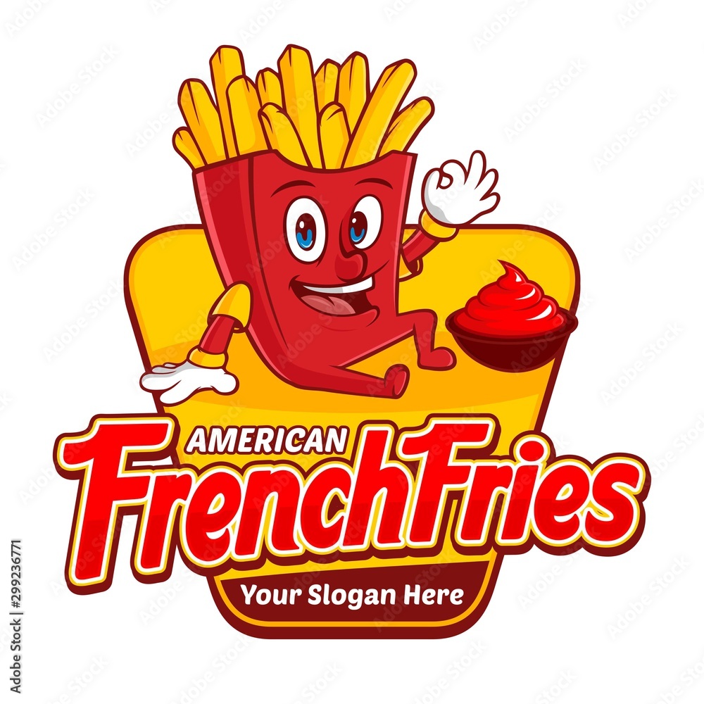 Fast Food American French Fries Logo Cartoon, template logo design ...