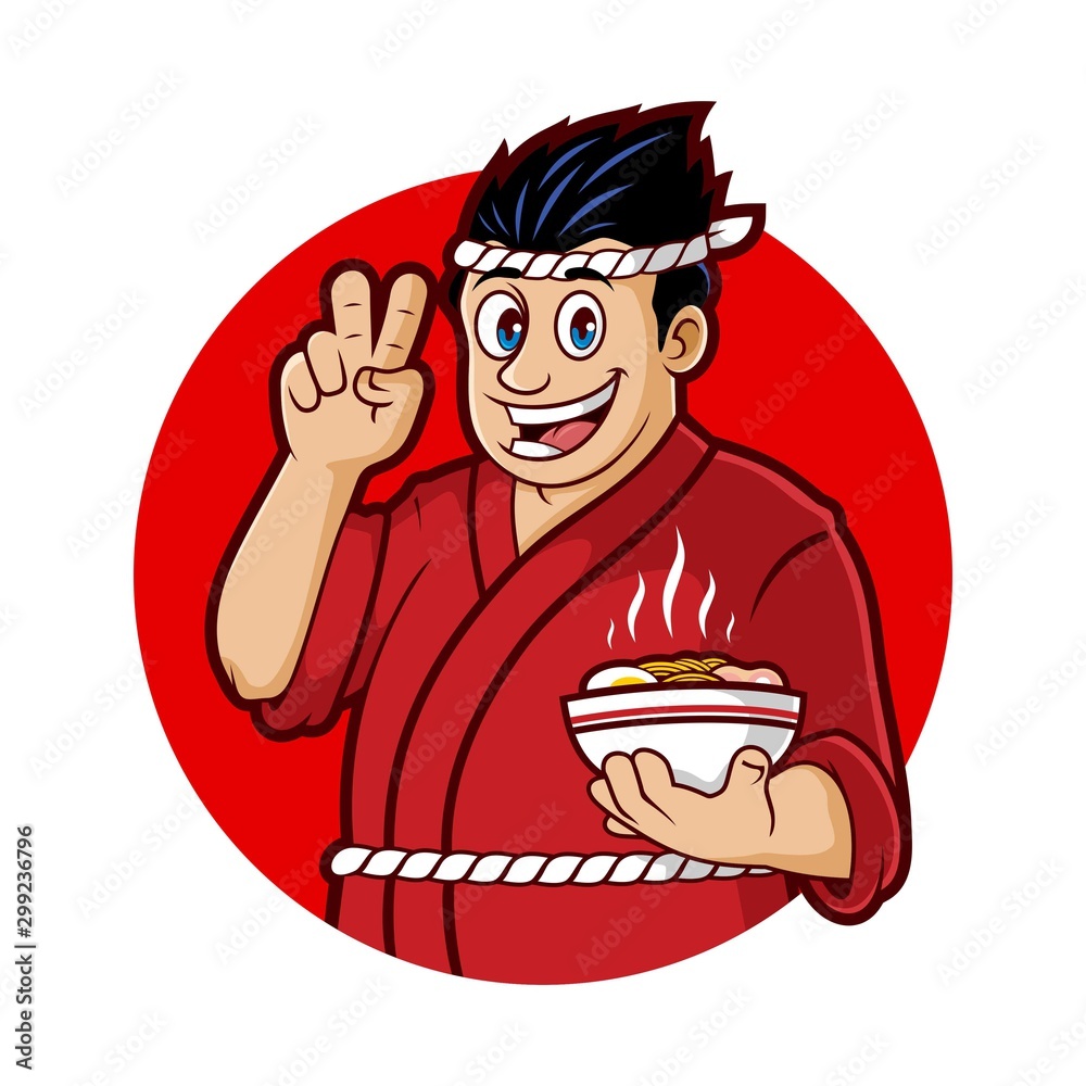 Japanese Sushi Chef Cartoon