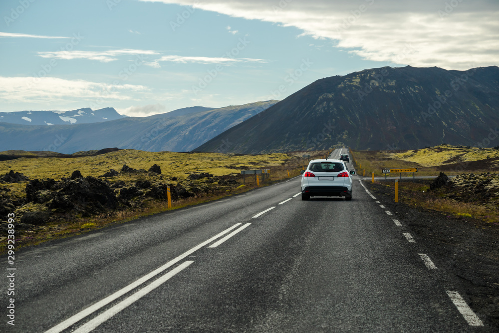 Picture of beautiful view summer of car on the road, View of road trip ...