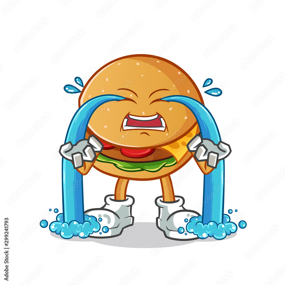 burger cry cartoon vector mascot illustration Stock Vector | Adobe Stock