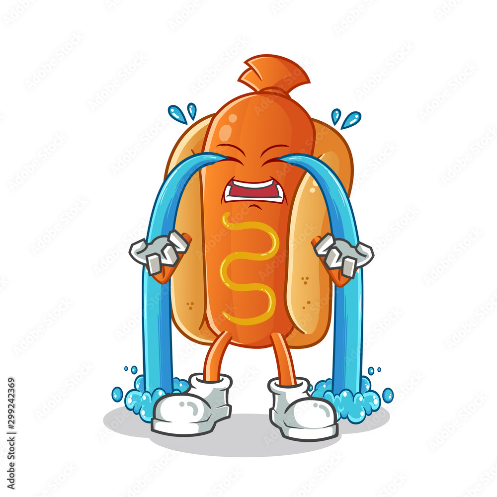 hot dog cry cartoon vector mascot illustration Stock Vector | Adobe Stock