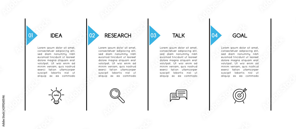 Infographic with 4 steps. Simple diagram. Vector Stock Vector | Adobe Stock