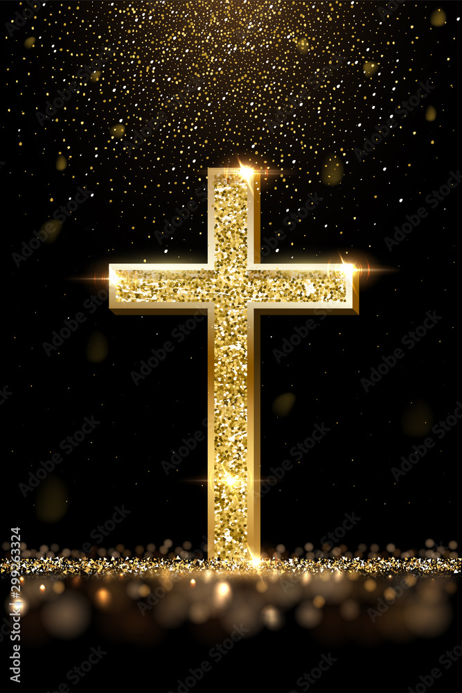 Gold prayer cross realistic vector illustration Stock Vector | Adobe Stock