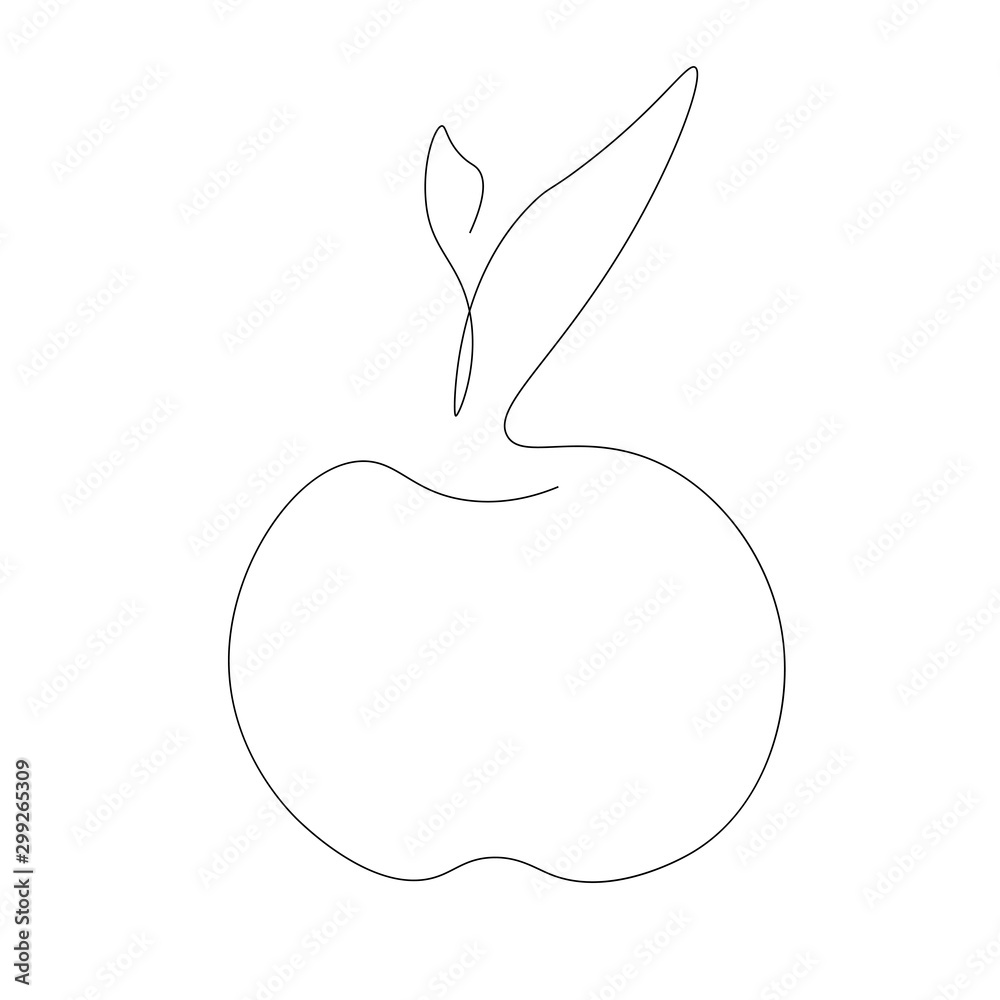 Apple icon one line drawing, vector illustration Stock Vector | Adobe Stock