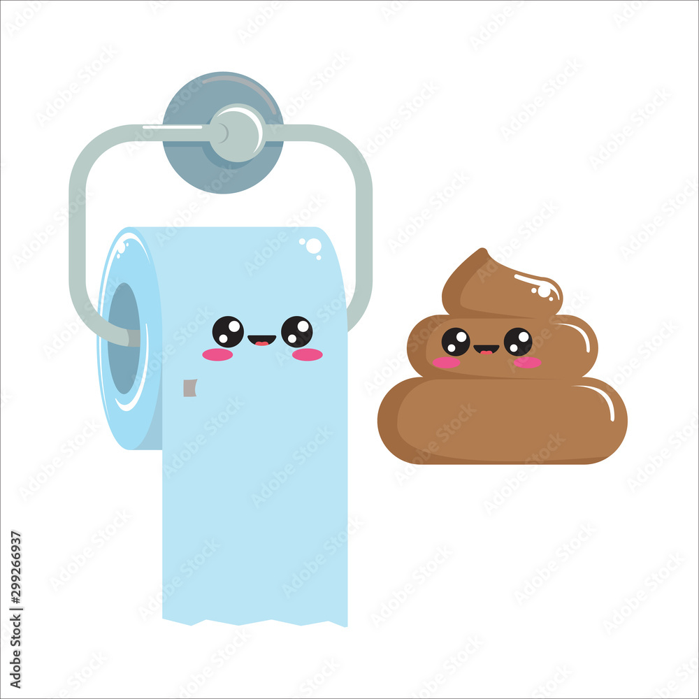 Vecteur Stock vector toilet paper and poo character set isolated on ...