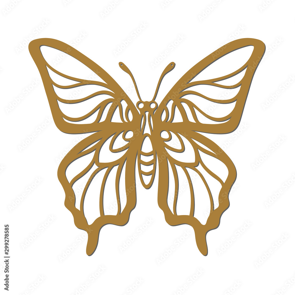 Vector elegant butterfly silhouette. Laser or plotter tracery cut ...