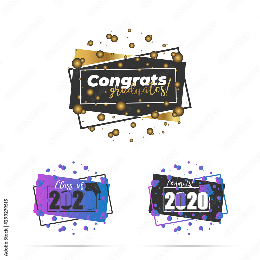 Class of 2020. Number with color education academic cap on abstract ...