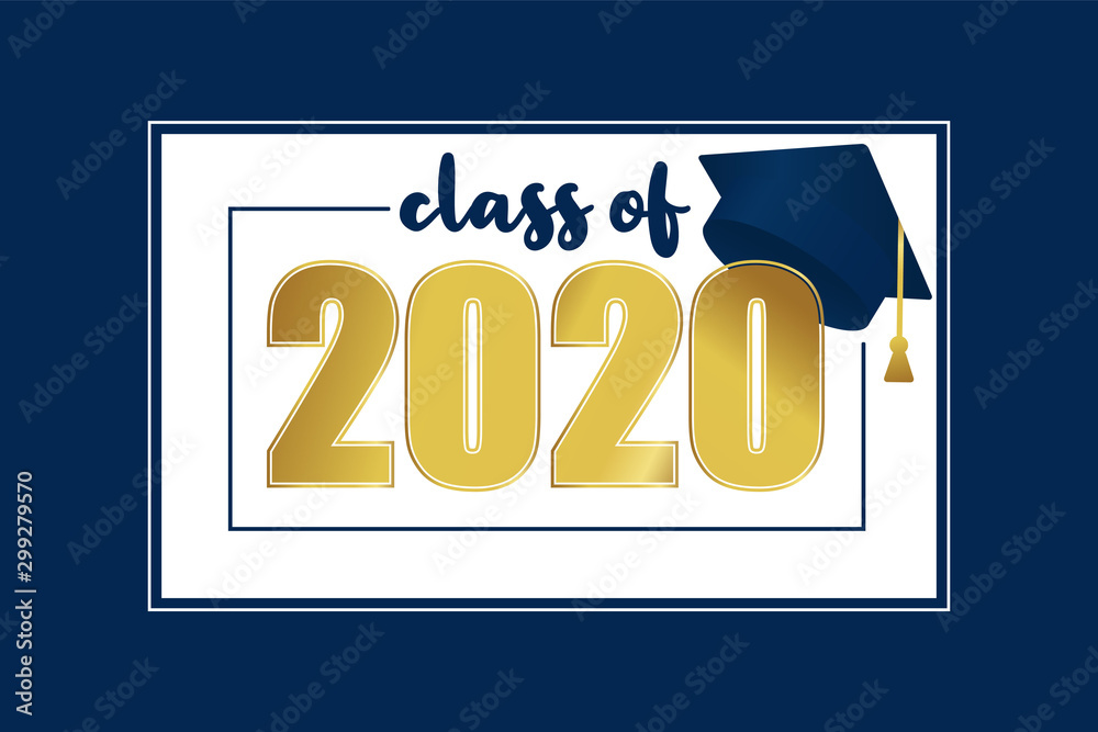 Class of 2020. Gold number with education academic cap on white and ...