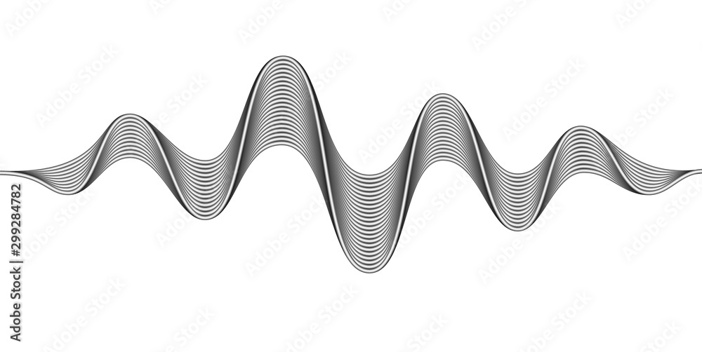 Sound waves stylized with bended metallic stripes. Dynamic equalizer ...