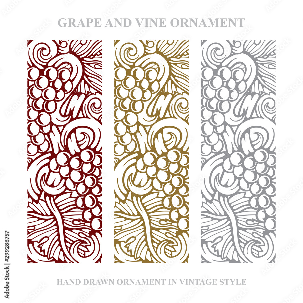 Grapes. Grape and vine engraving style hand drawn vector illustration ...