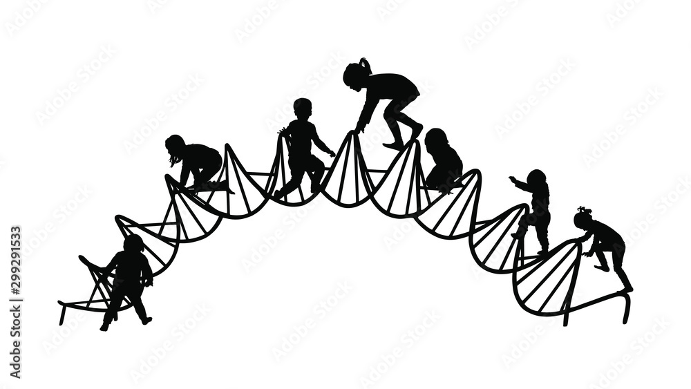 Children playing at playground climber toy in entertainment park vector ...