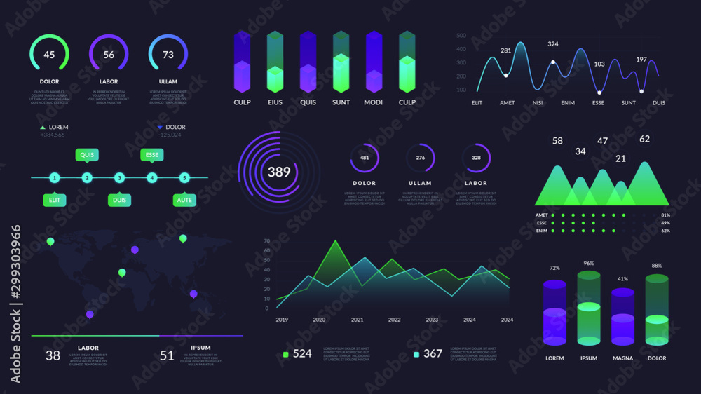 Abstract futuristic technology dashboard user interface. Vector ui ...