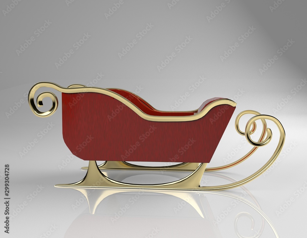 Christmas sliegh,3d render. Stock Photo | Adobe Stock