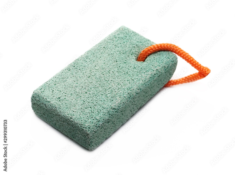 Foot pumice sponge, stone file with attached string, isolated on white ...