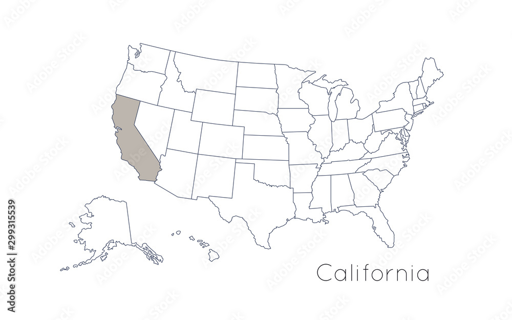High detailed vector map - United States of America. Map with state ...