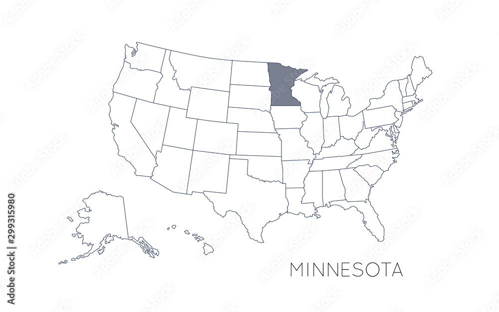 High detailed vector map - United States of America. Map with state ...