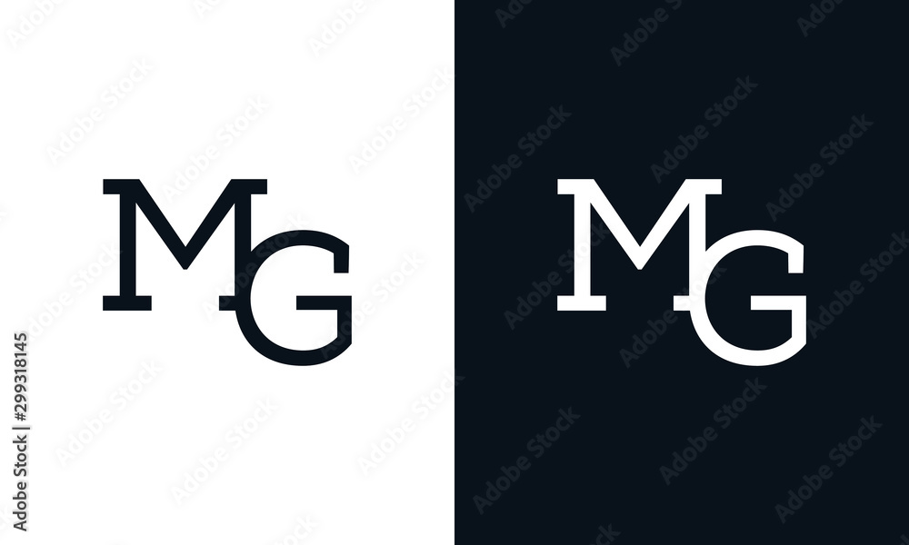 Minimalist line art letter MG logo. This logo icon incorporate with two ...