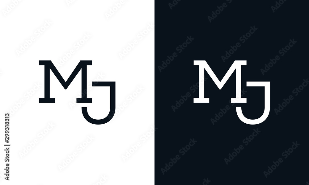 Minimalist line art letter MJ logo. This logo icon incorporate with two ...
