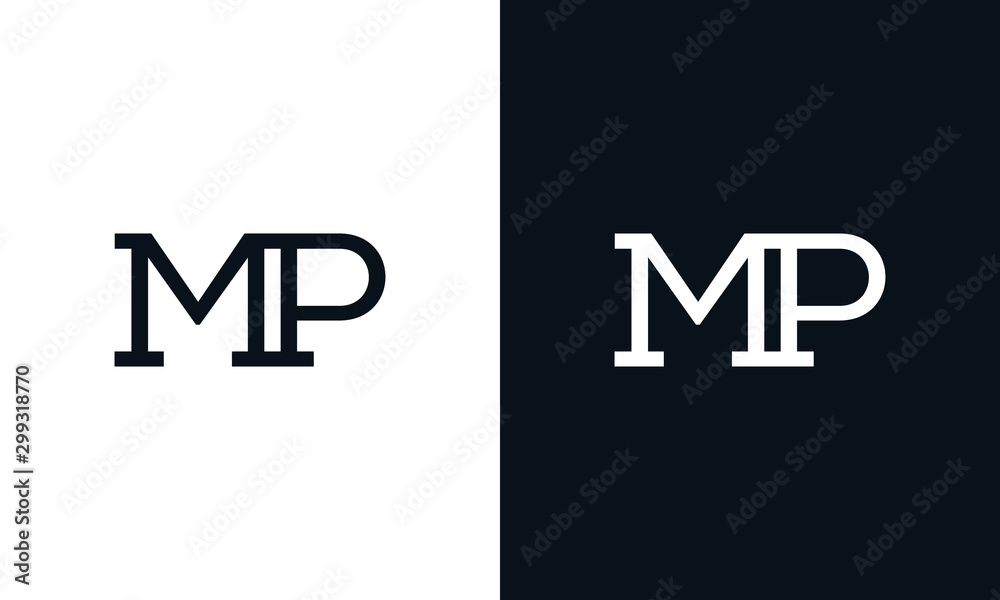 Minimalist line art letter MP logo. This logo icon incorporate with two ...