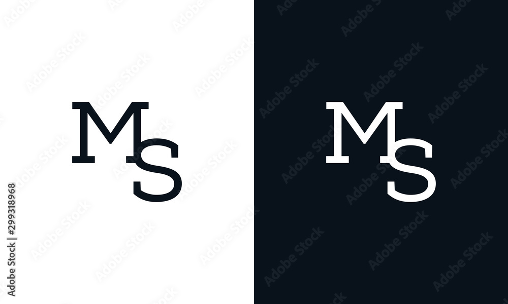 Minimalist line art letter MS logo. This logo icon incorporate with two ...