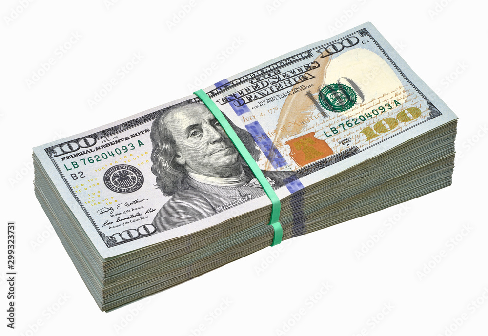 New design dollar bundles on white background including clipping path ...