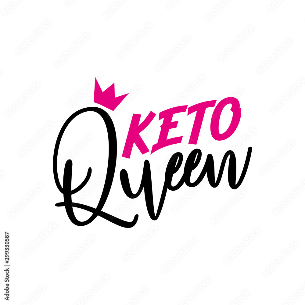 Keto Queen- motivational text, with pink crown. Good for greeting card ...