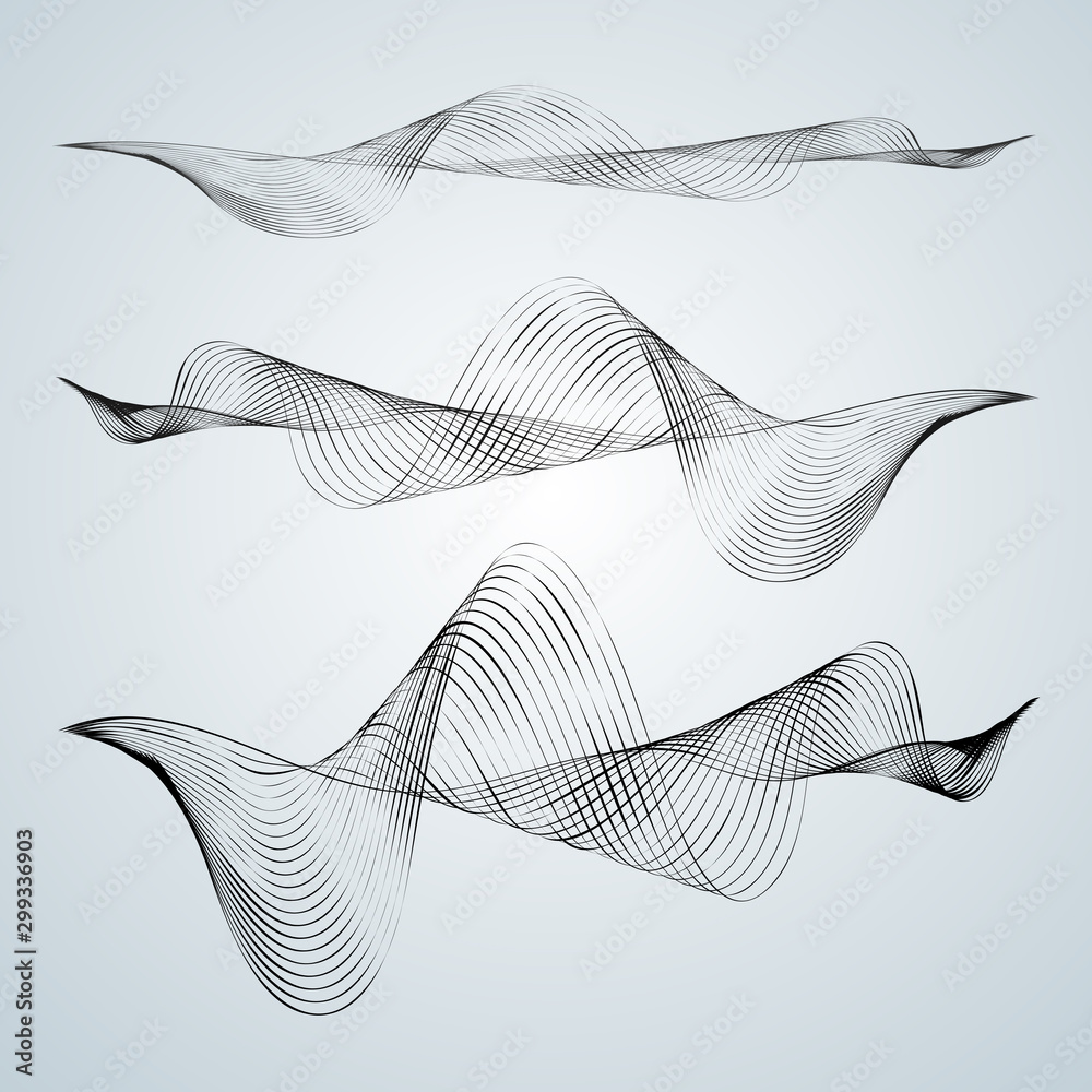 Waveform smooth curved lines Abstract design element Technological ...