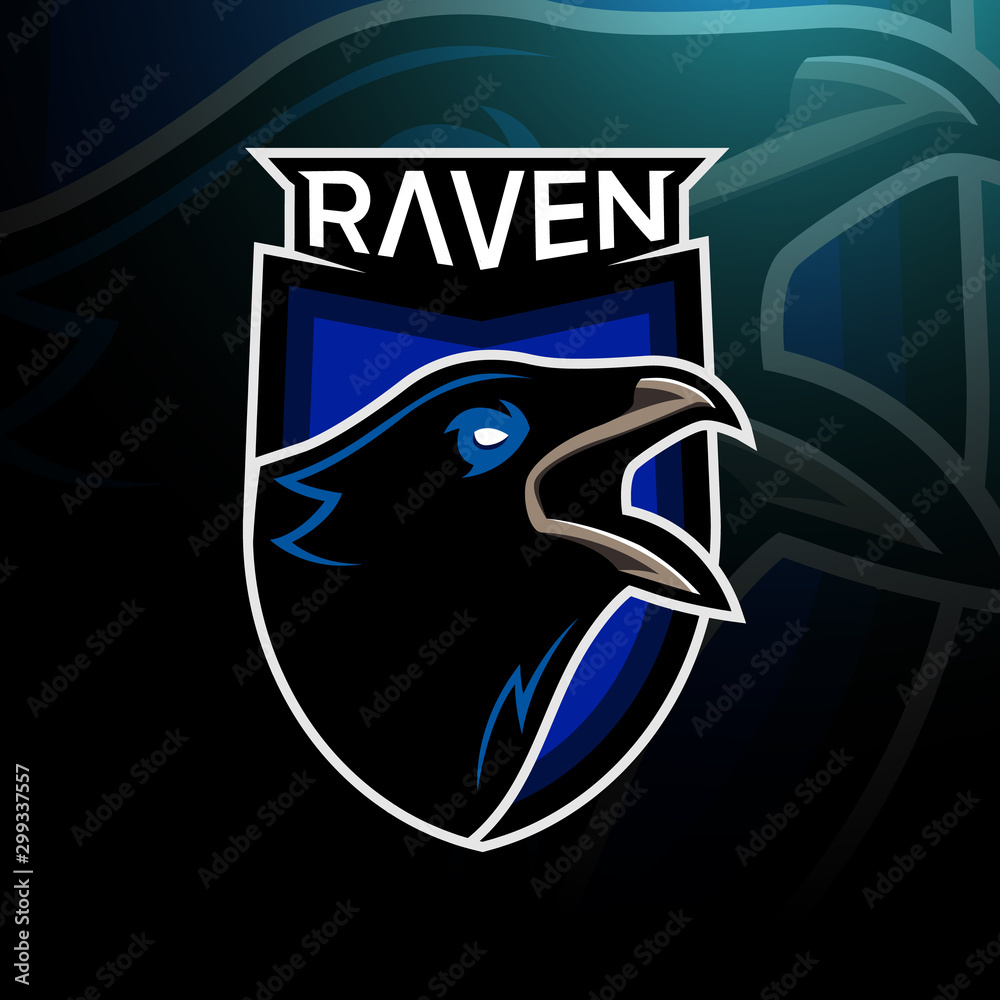 Raven head logo gaming esport Stock Vector | Adobe Stock