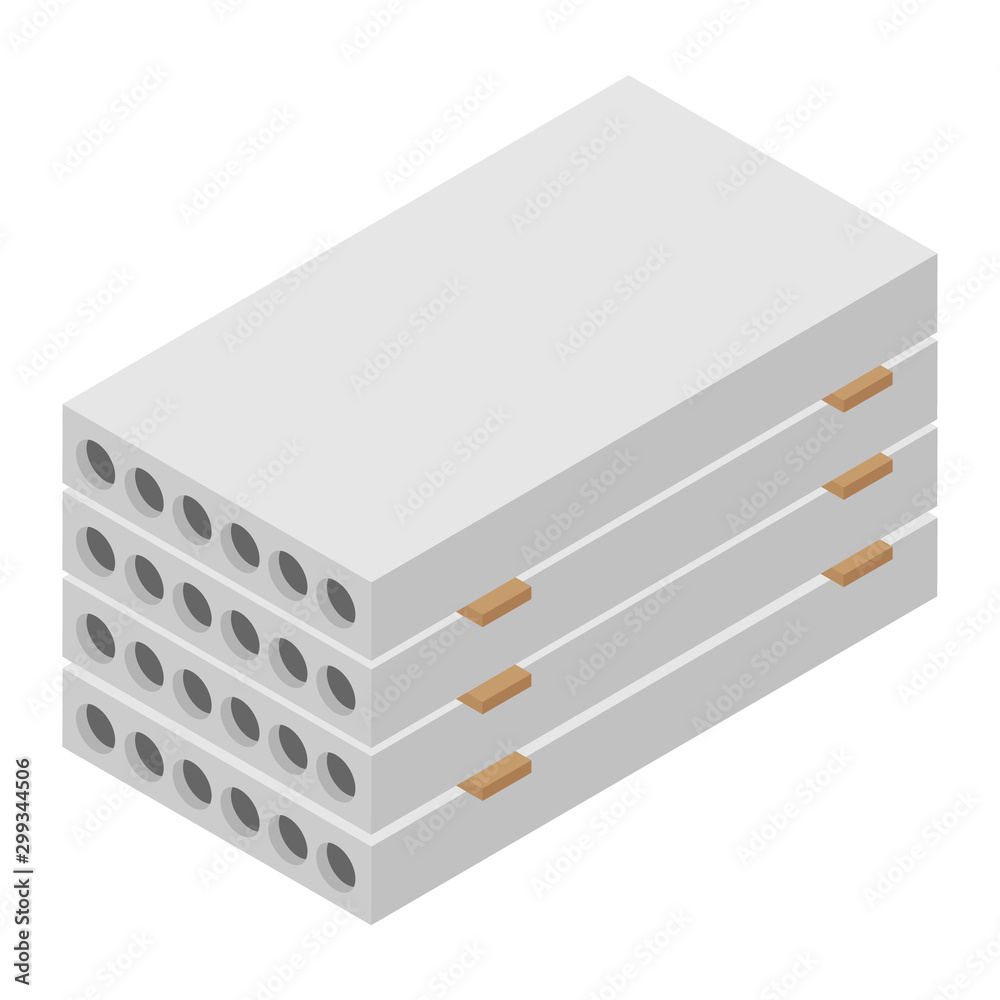 Precast concrete solid block isometric view isolated on white ...