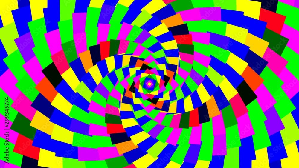 Changing Color Palettes in Rotating Endless Cycle of Spinning Squares ...