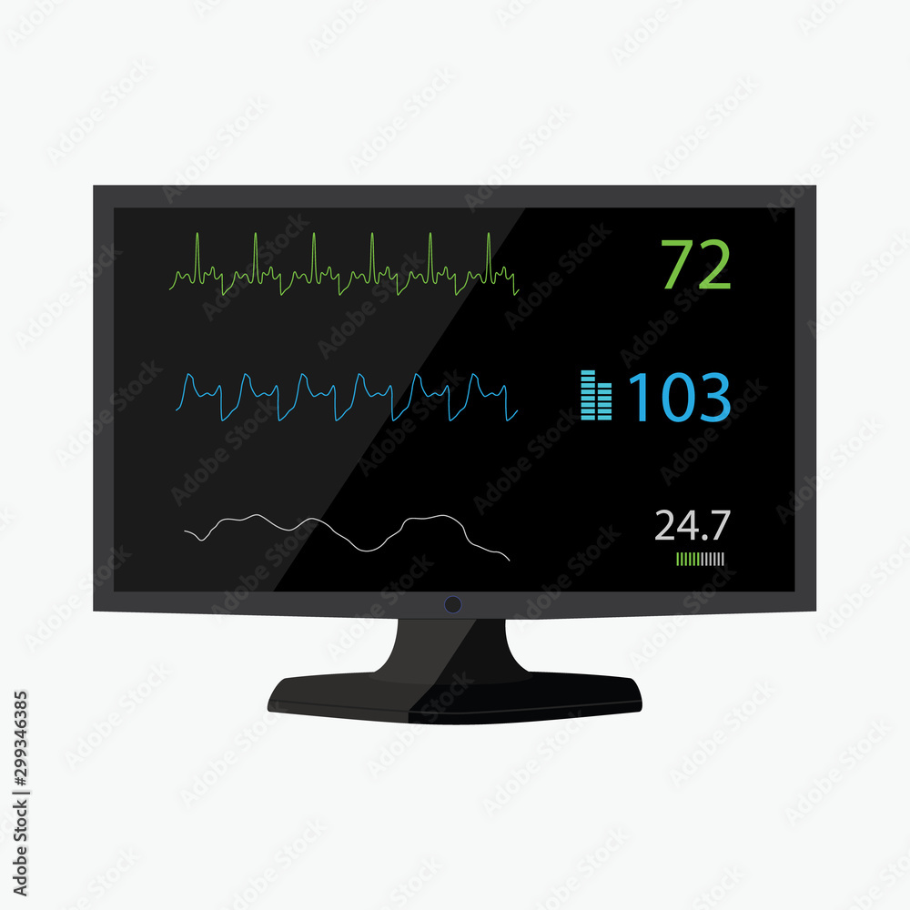 Hospital Vital signs monitor isometric view isolated on white ...