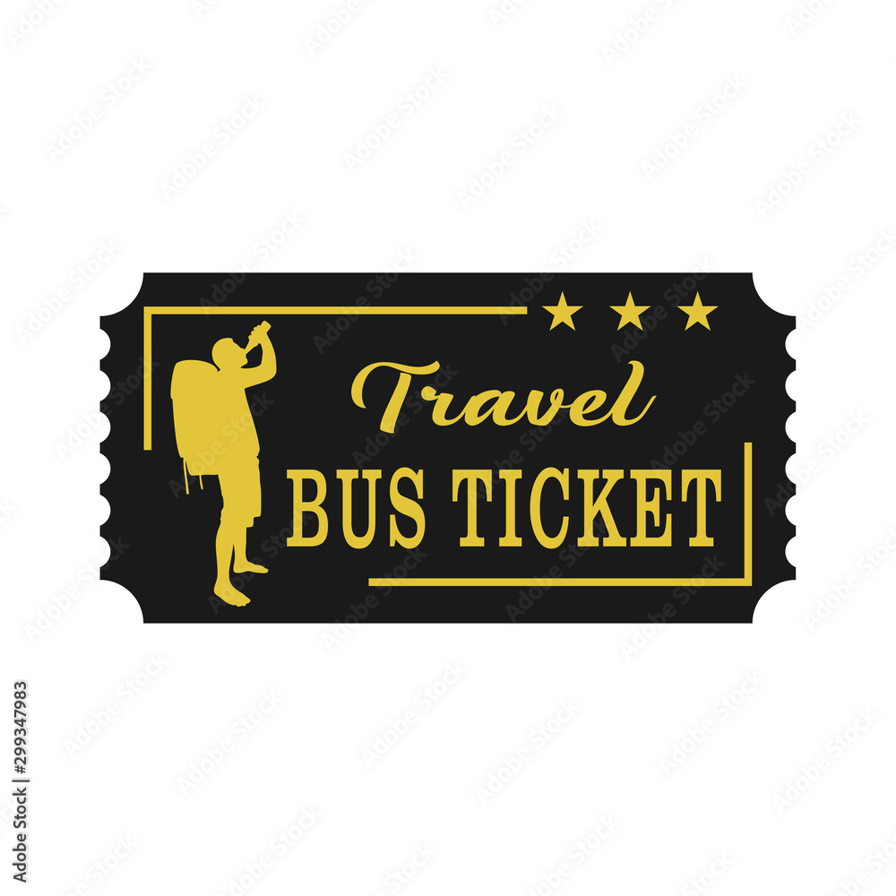 Travel bus ticket logo design with traveller silhouette and suitcase ...