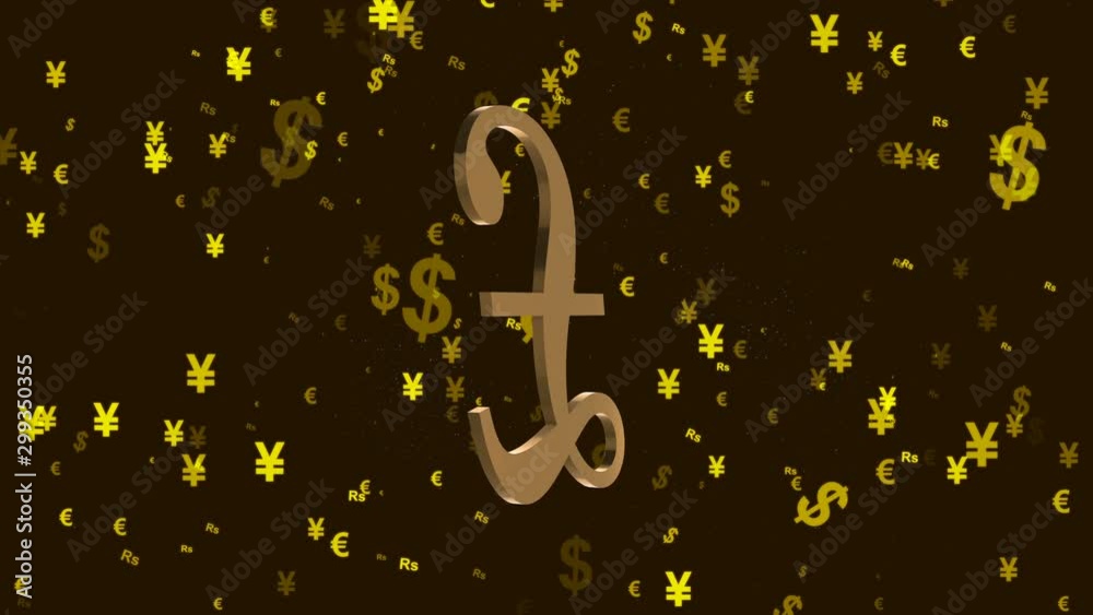 Golden symbol of the British pound currency, a short designation of the name of the currency ...