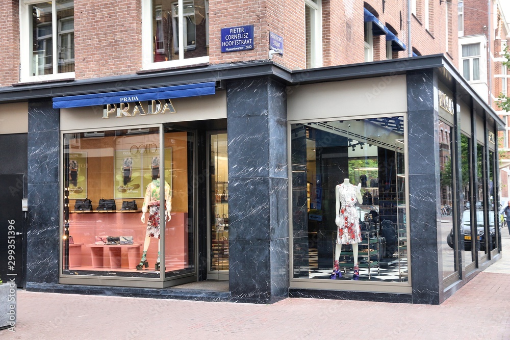 AMSTERDAM, NETHERLANDS - JULY 10, 2017: Prada high fashion shop at P.C ...