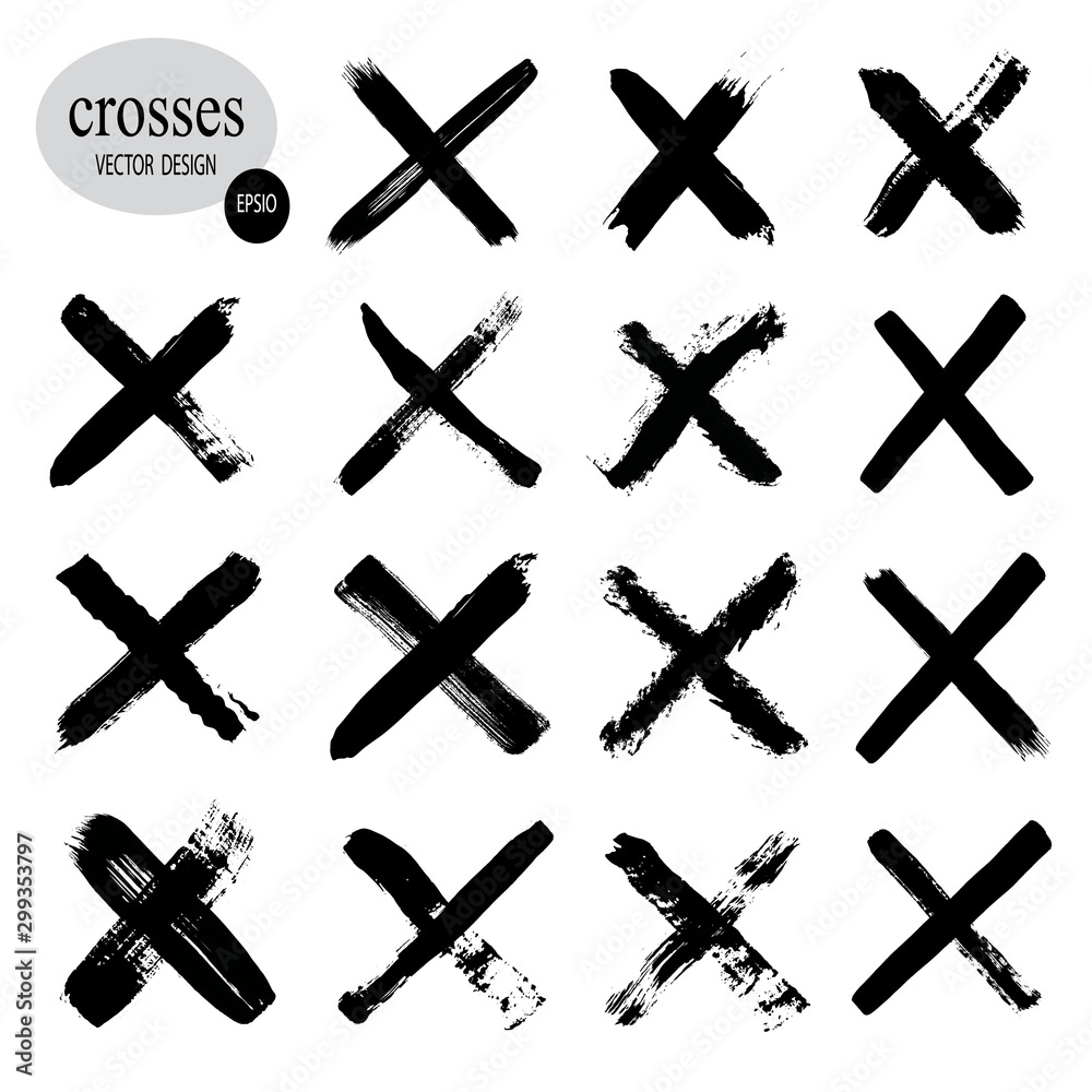 Letter X logo.Cross sign graphic symbol. Set of hand-drawn signs ...