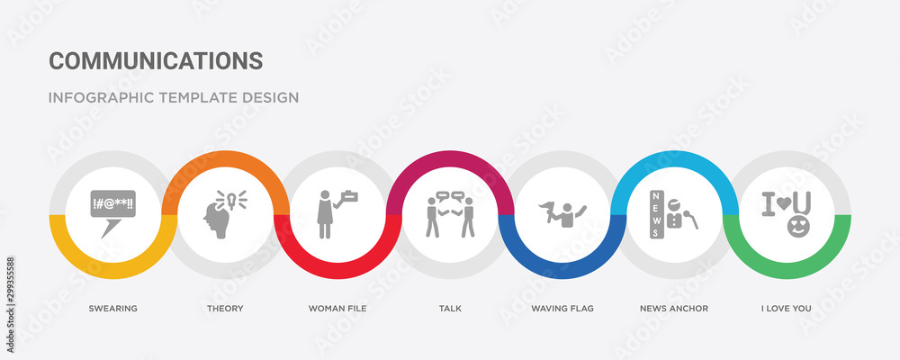 7 filled icon set with colorful infographic template included i love ...