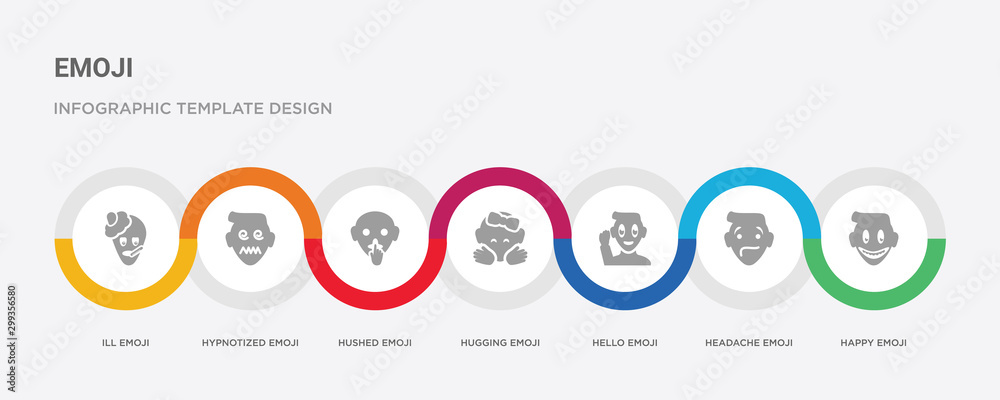 7 filled icon set with colorful infographic template included happy ...