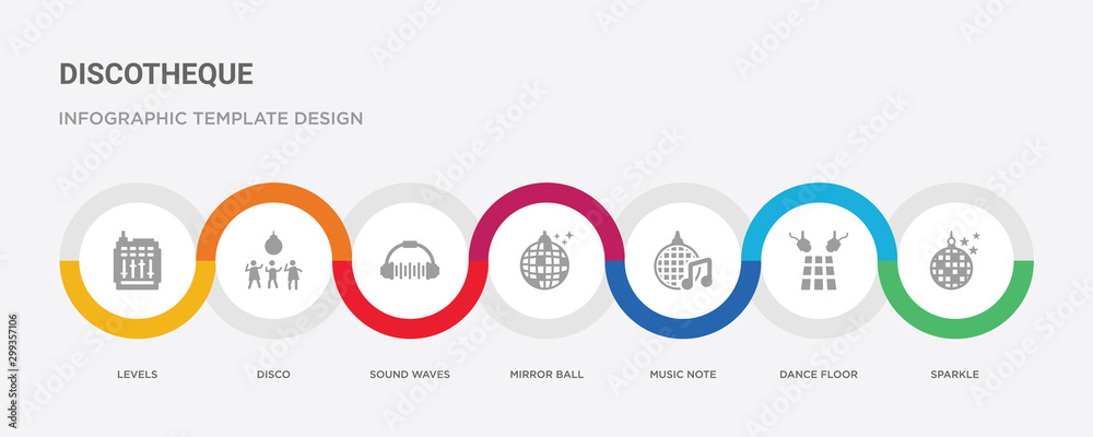Vetor de 7 filled icon set with colorful infographic template included ...