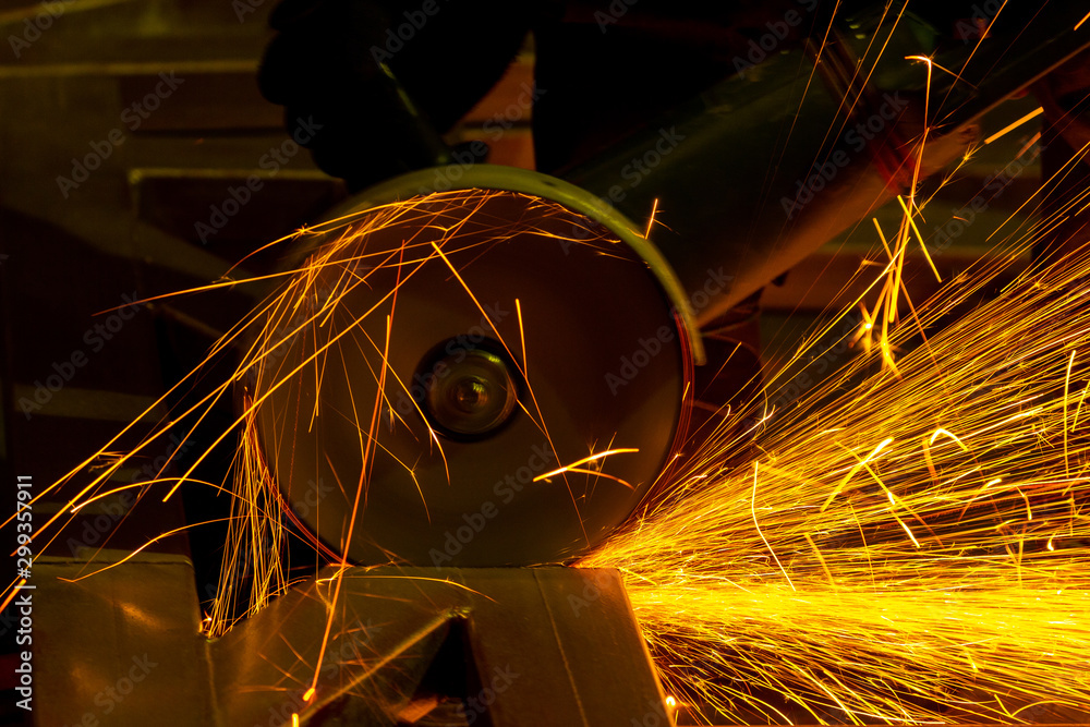 sharpening and cutting of iron by abrasive disk machine industrial ...
