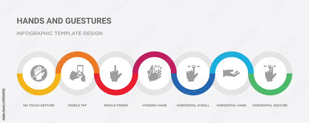 7 filled icon set with colorful infographic template included ...