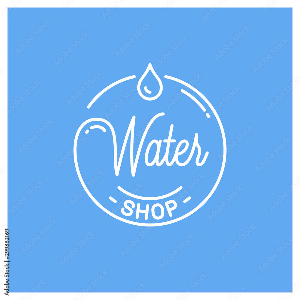 Water shop logo. Round linear logo of water drop Stock Vector | Adobe Stock